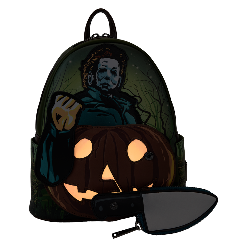 Halloween Michael Myers Pumpkin Glow Mini Backpack With Coin Bag ...